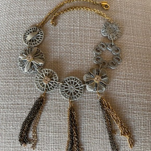 Lenora Dame | Jewelry | Lenora Dame Flowers Statement Bib Necklace Antique Green And Gold | Poshmark